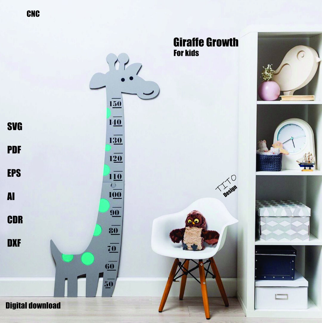 Cnc 3D Chart Ruler Giraffe Growth Model Puzzle File Cdr- Dxf Vector Cnc ...