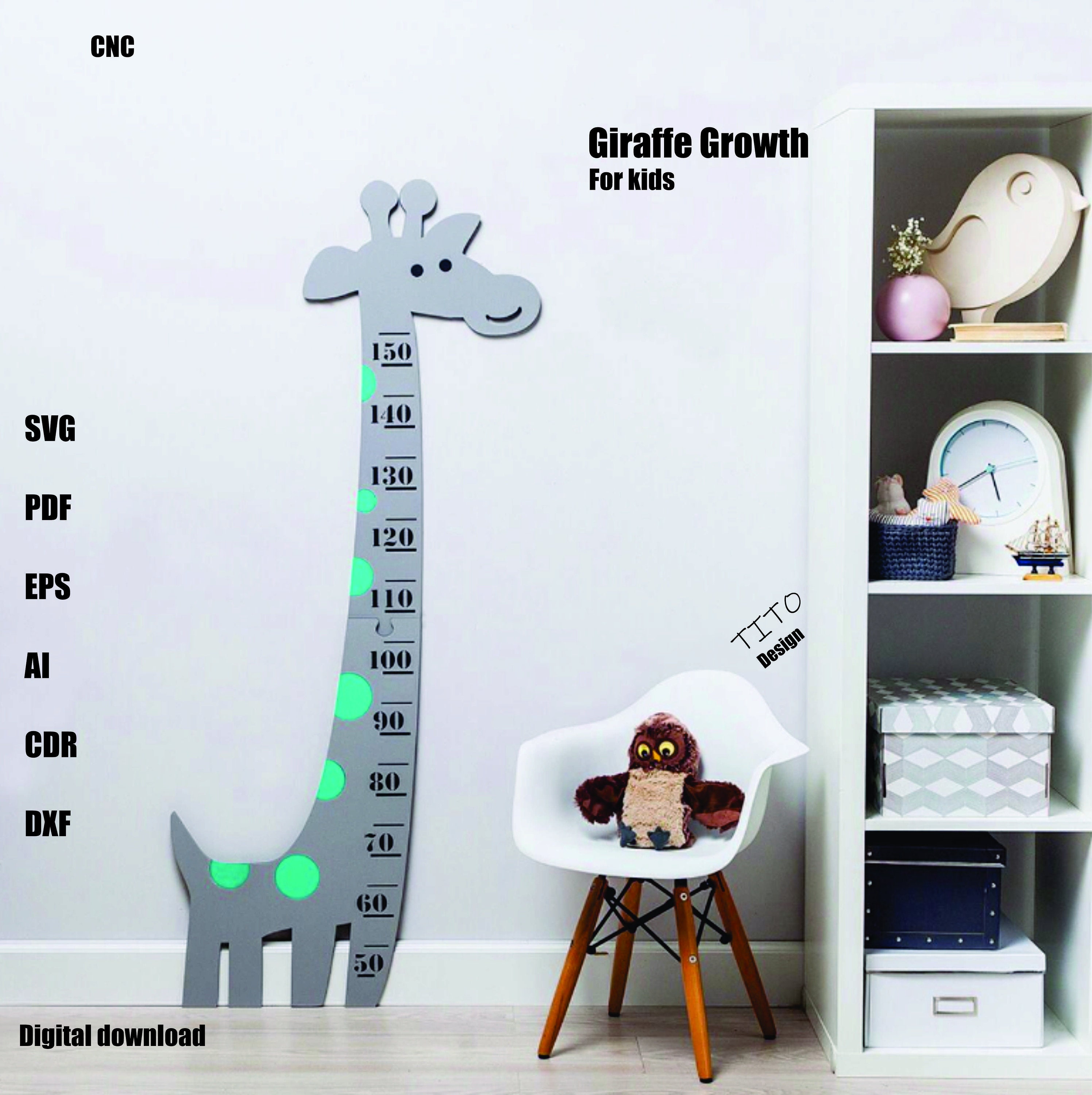 Cnc 3D Chart Ruler Giraffe Growth Model Puzzle File Cdr Dxf Vector Cnc ...