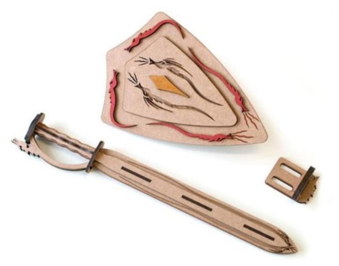 Laser 3D Model - Sword and Shield -puzzle Cut File Vector Cdr Dxf Files ...