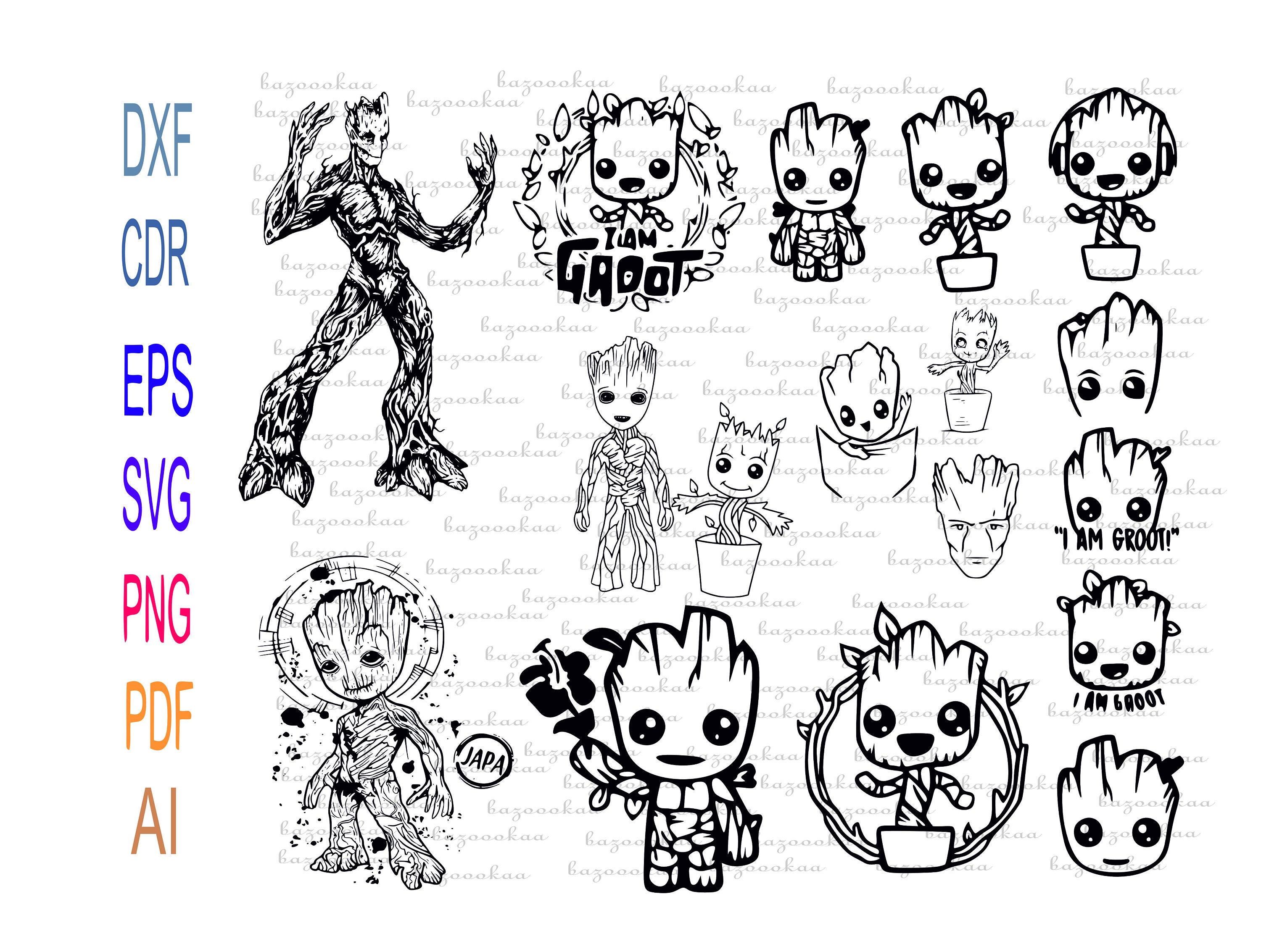 Groot Svg Png Ai Pdf Eps File Vector Bundle Groot Svg for - Etsy Australia