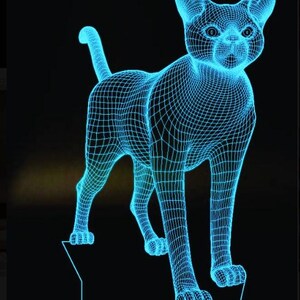 Cat- 3D Lamp Vector Model 3D Lamp 3D Template File Digital Svg Dxf ...