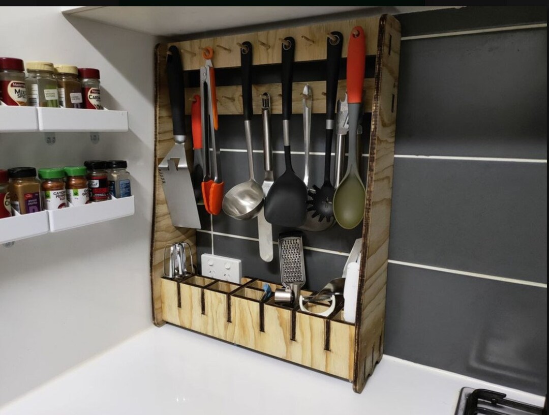 Kitchen Utensil- Rack 3D Model Puzzle File Cnc Laser Cut Storage Files ...