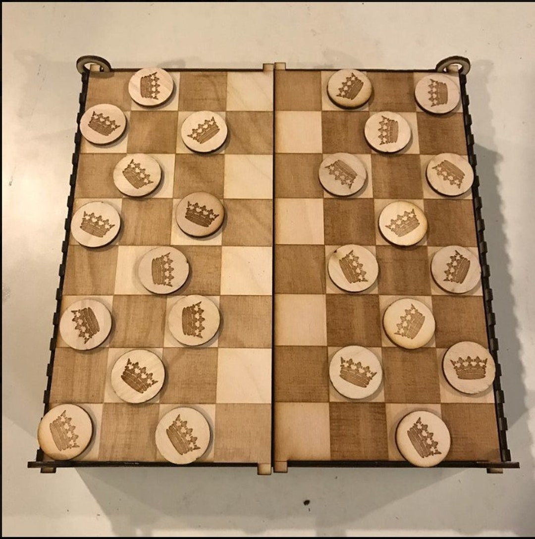 Laser Cut Checkers Game: 3mm Kids Puzzle Model (CNC File) - Etsy