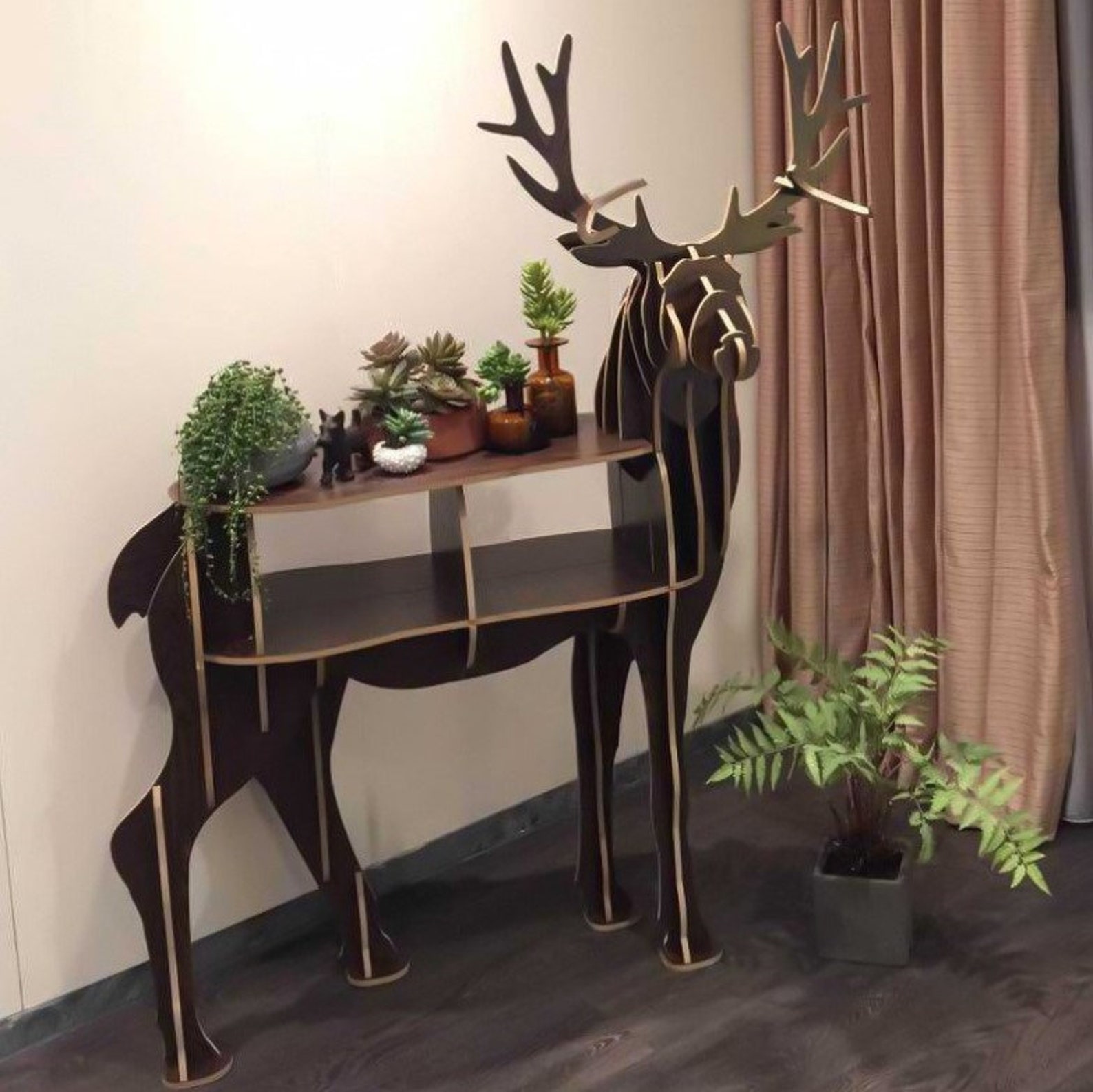 Laser Cut Deer Coffee Table Book Shelves Deer Wood Furniture - Etsy