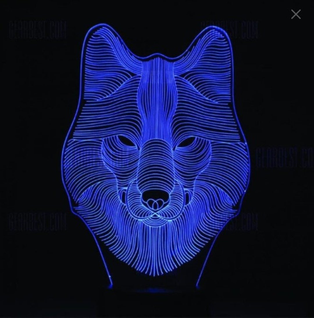 Wolf 3D Led Night Light Acrylic Illusion 3D Led Lamp Svg Dxf Cdr ...