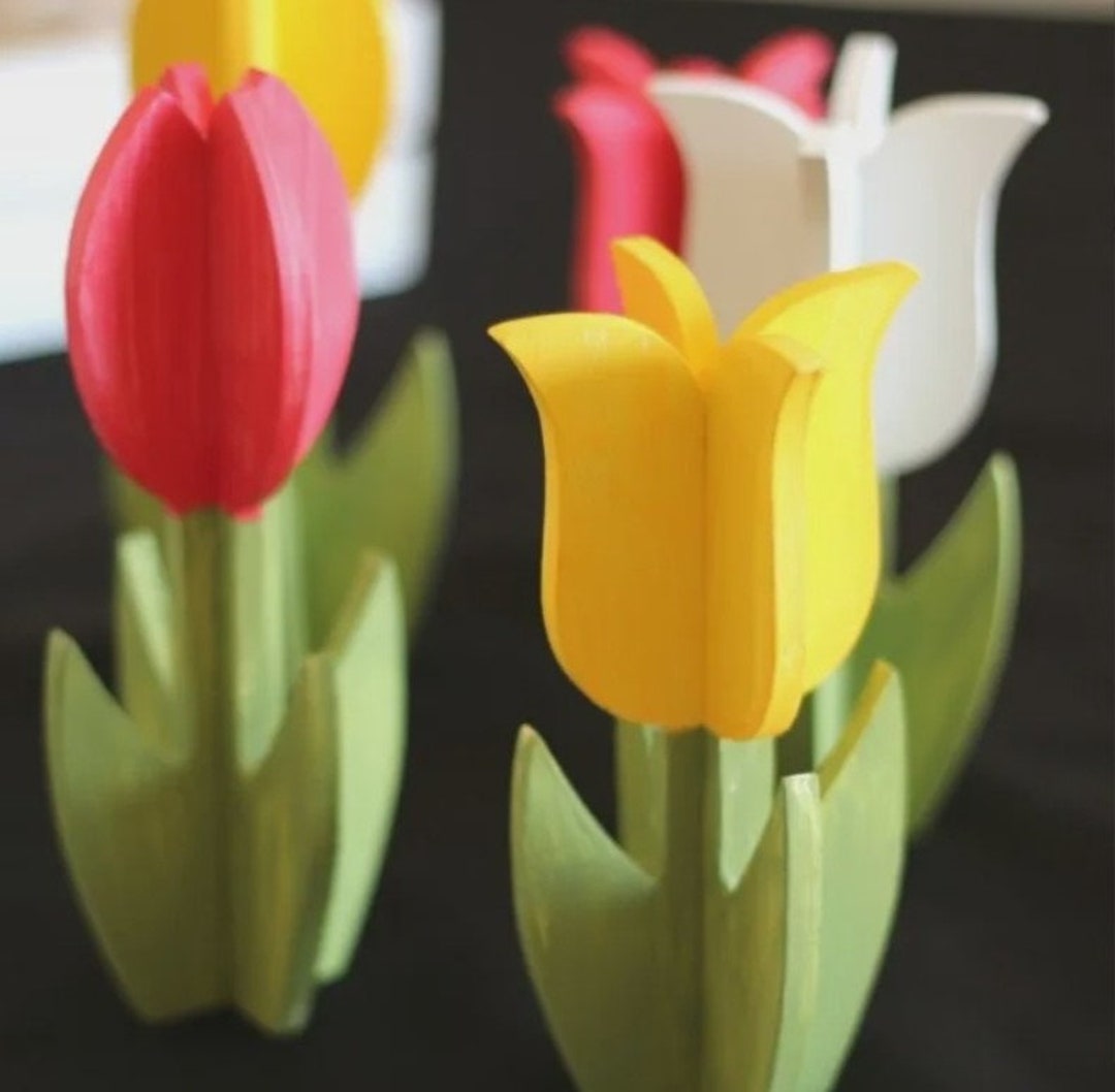 Flowers 3D Wooden Tulips Spring Centerpiece Decor 3D Puzzle 3D Model ...