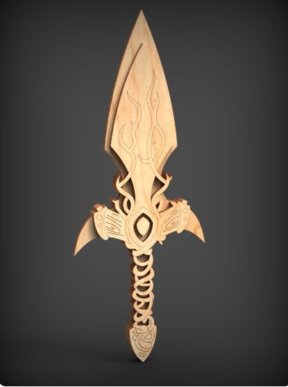 Laser Cut Druid Sword template Model Puzzle Cut File Vector Cdr Dxf ...