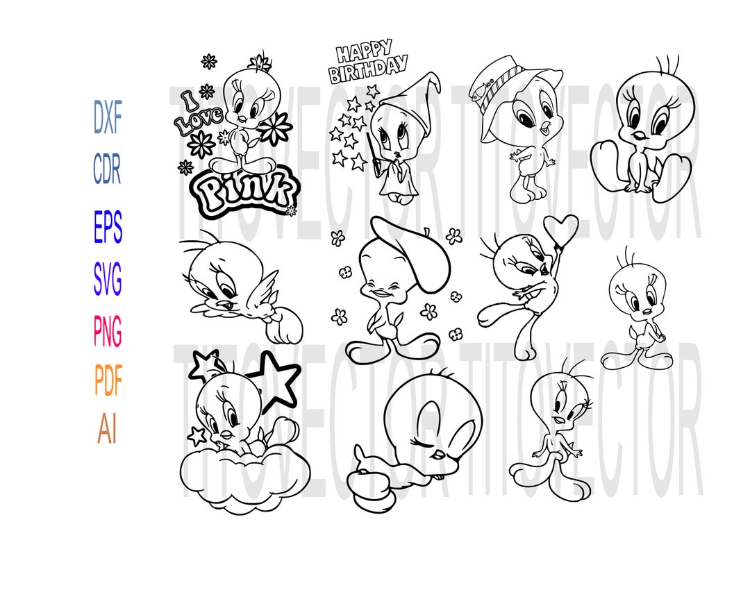 Tweety Bird SVG Cut Files Bundle (digital Download) - Etsy