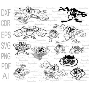 Bundle Taz Svg Png Ai Eps Pdf Vector Digital File Bundle Cut - Etsy