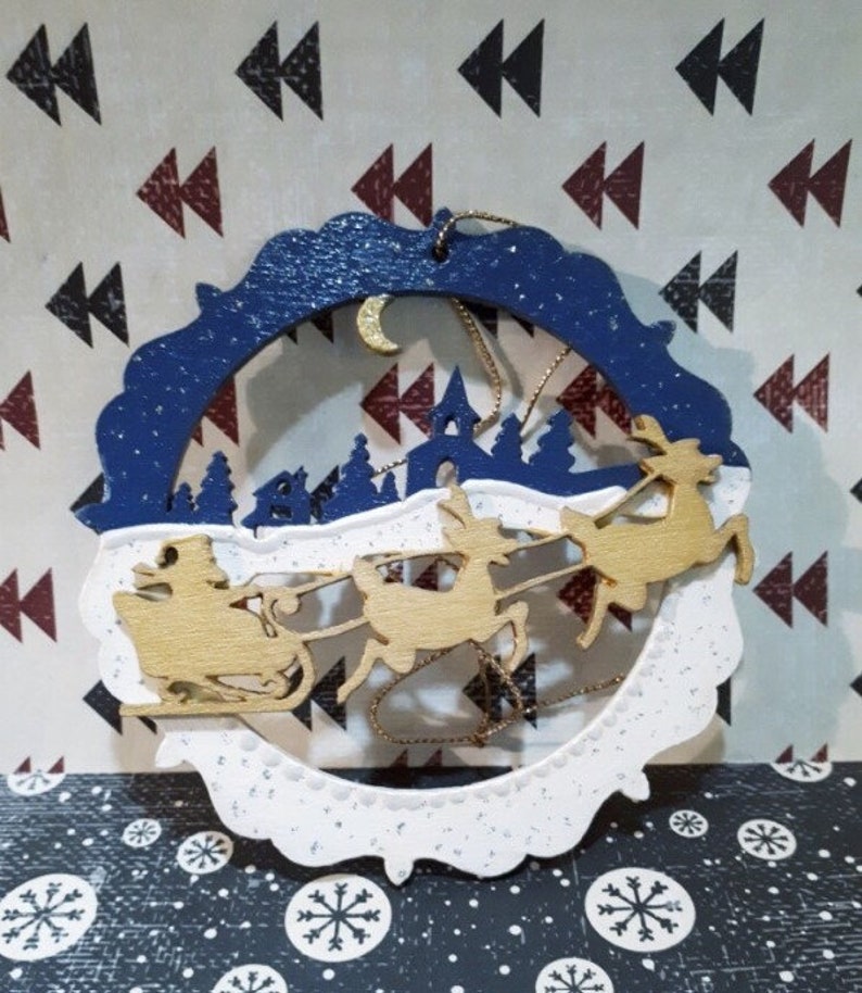 Laser Cut Santa Sleigh and Reindeer Wall Decor Christmas - Etsy