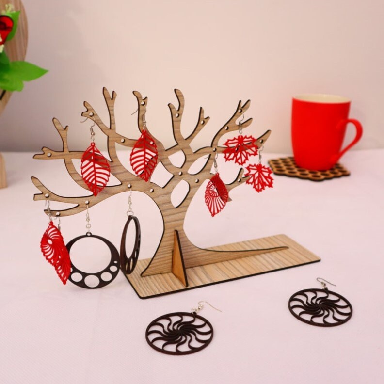 Laser Cut Tree Shaped Earring Display Stand Mdf 3mm Cdr Dxf - Etsy