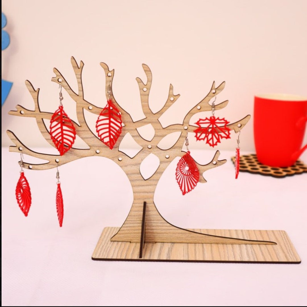 Laser Cut Tree Shaped Earring Display Stand Mdf 3mm Cdr Dxf Vector ...