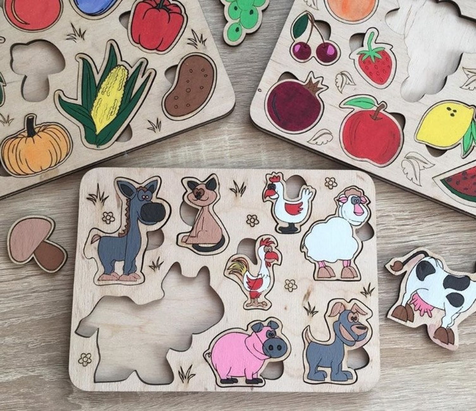 Laser Cut Wooden Farm Peg Puzzle Kids Puzzle Game Model Puzzle - Etsy