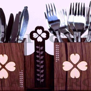 Wooden Kitchen Utensil Holder Cutlery Organizer Spoon Stand DXF File ...
