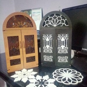 Laser Cut Door- Key Box Wooden Key Cabinet Wall Mounted Key Holder Box ...