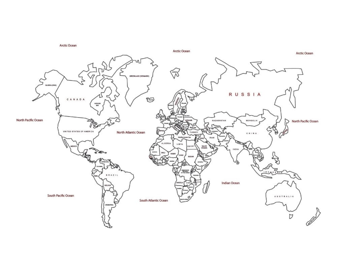 Cut File World Map Dxf All Country File Digital Vector Cricut ...