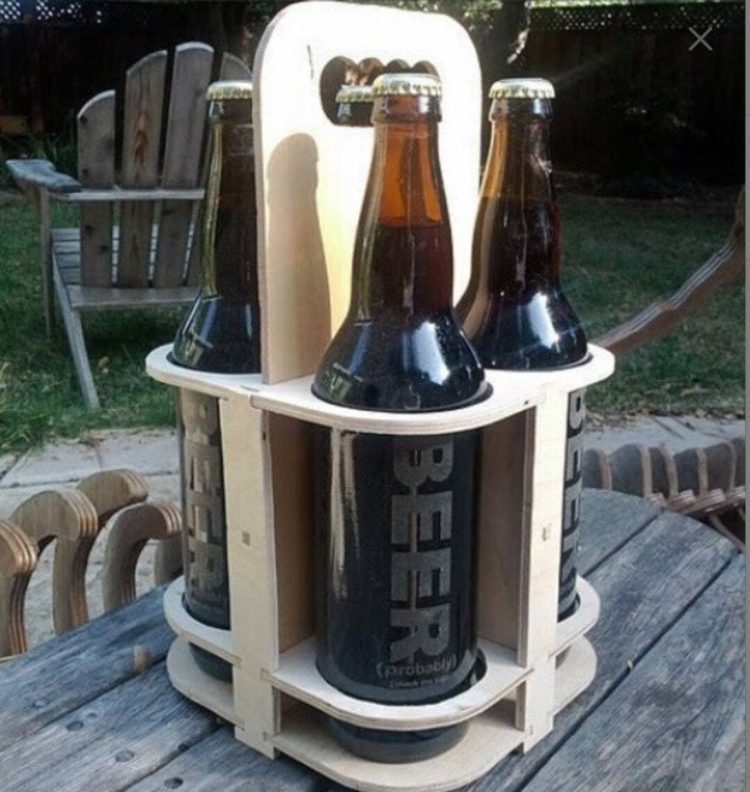 4-pack Beer Carrier Beer Caddy Bottle Holder Svg Dxf File 3D Wooden ...