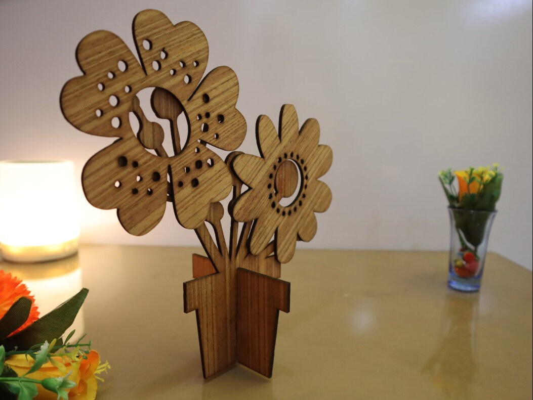Cut Wooden Flowers Decor 3mm Cdr Dxf Vector Wooden - Etsy