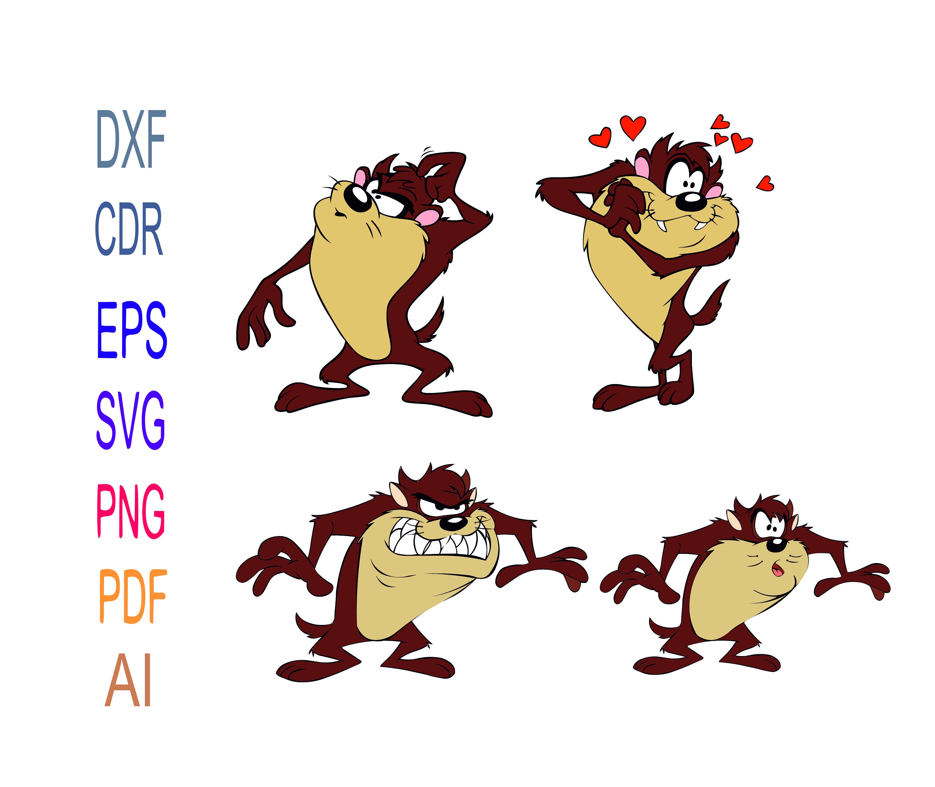 4 Taz Svg Png Ai Eps Pdf Vector Digital File Cut for T Shirt - Etsy ...