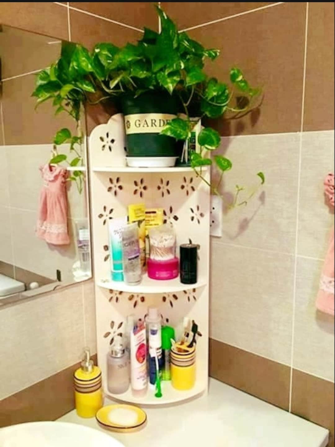 Laser Cut-3d Wooden- Bathroom Corner Shelf-vector-laser Cut Shelf ...