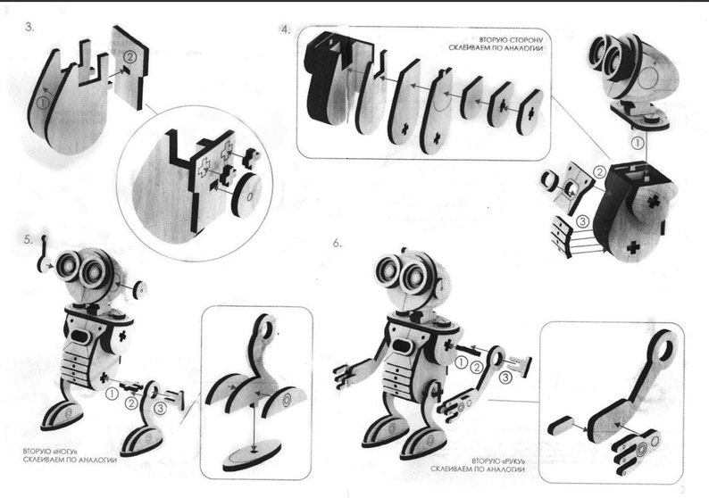 Robot- 3D Model Puzzla 3mm Wooden Dxf Cdr Pdf File Laser Cut Template ...