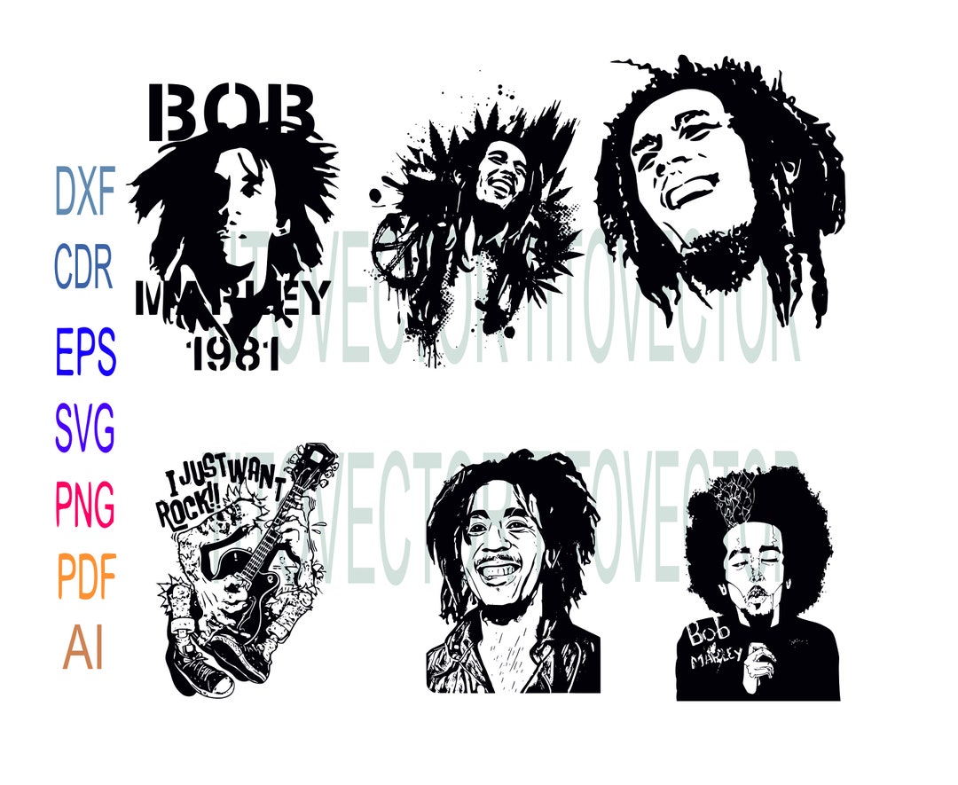 Bob Marley SVG Cut File: Vector Art, Cricut & Silhouette (digital ...