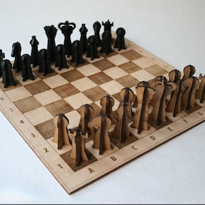 Laser Cut Wooden Chess Board and 3D Pieces 3d Model Puzzle File 3D for ...