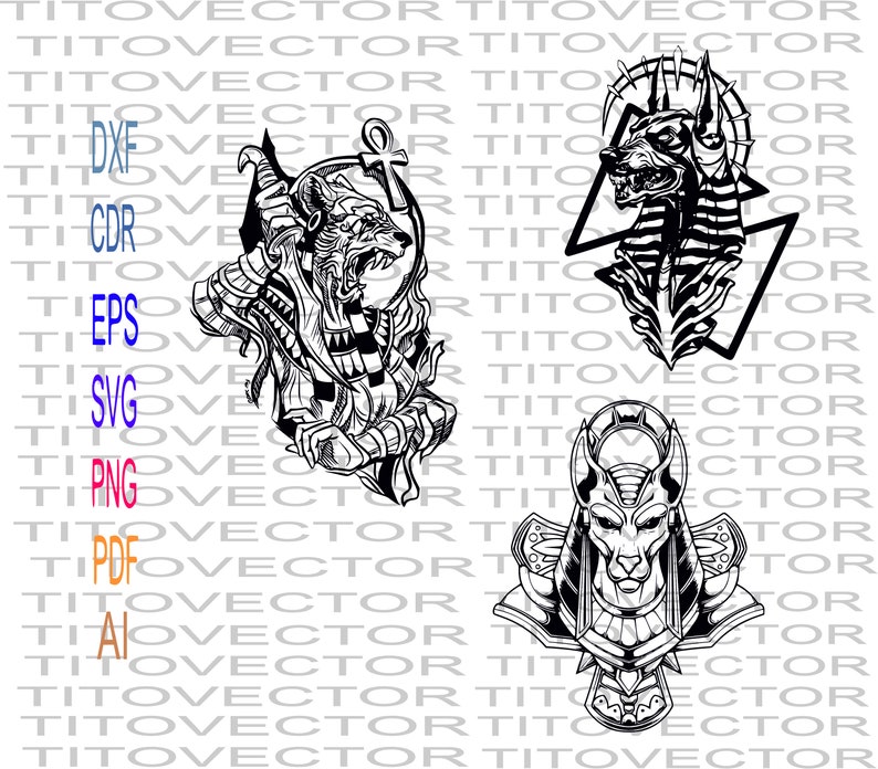 Anubis Head Cut File – Egyptian (svg, Png, Eps, Ai, Pdf) Digital ...