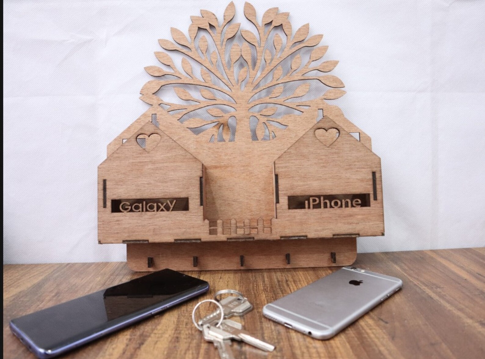 Wall Mount Dual Phone Holder Shelf 3mm Cdr Dxf Vector Cnc - Etsy