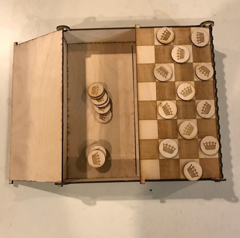 Laser Cut Checkers Game: 3mm Kids Puzzle Model (CNC File) - Etsy
