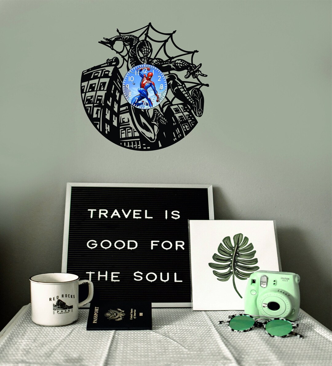 Laser Cut Spider-man Vinyl Record Clock Template 3D Template Dxf Vector ...