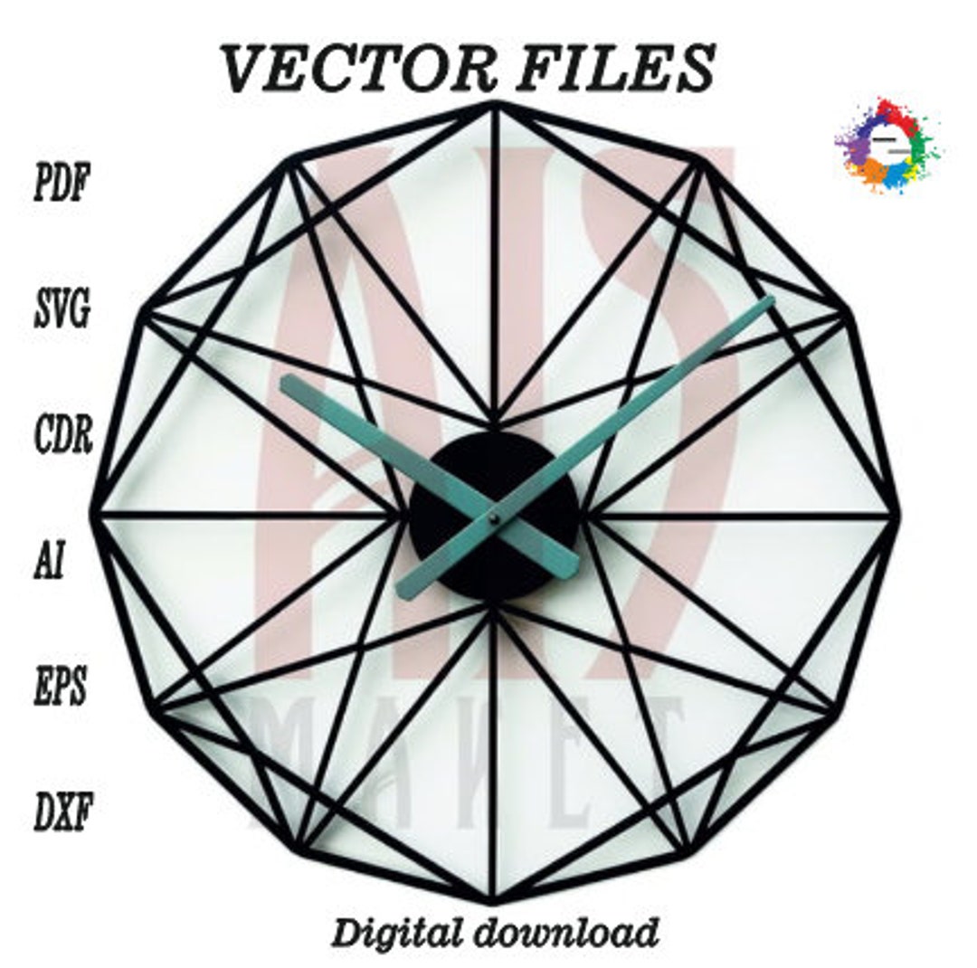 3D Cut Clock Geometric Svg Dxf Vector Digital Instant Download - Etsy