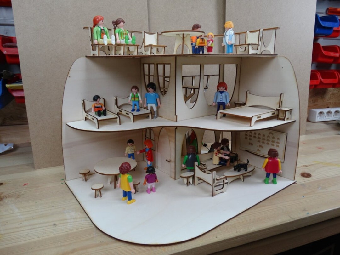 Laser Cut Modern House -wooden - Doll House 3mm Toys for Children 3D ...