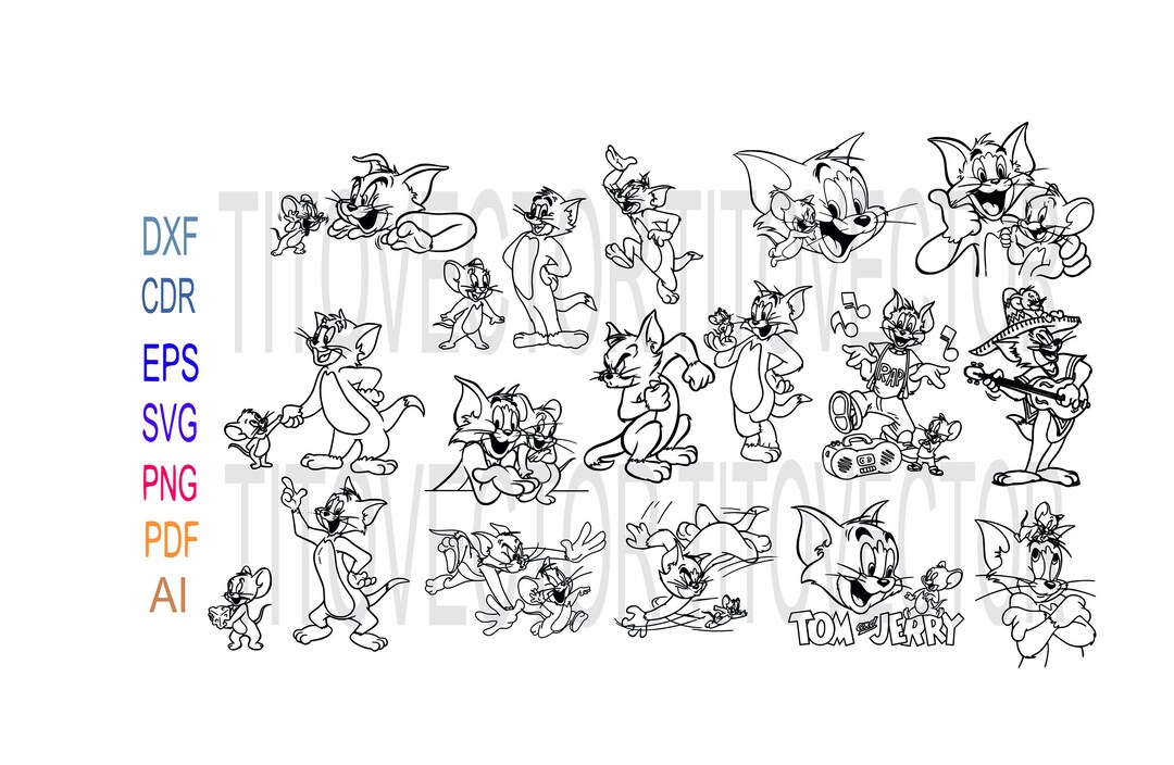 Bundle Tom Svg Png Vector Tom Jerry Cut File Bundle for Kids Digital ...
