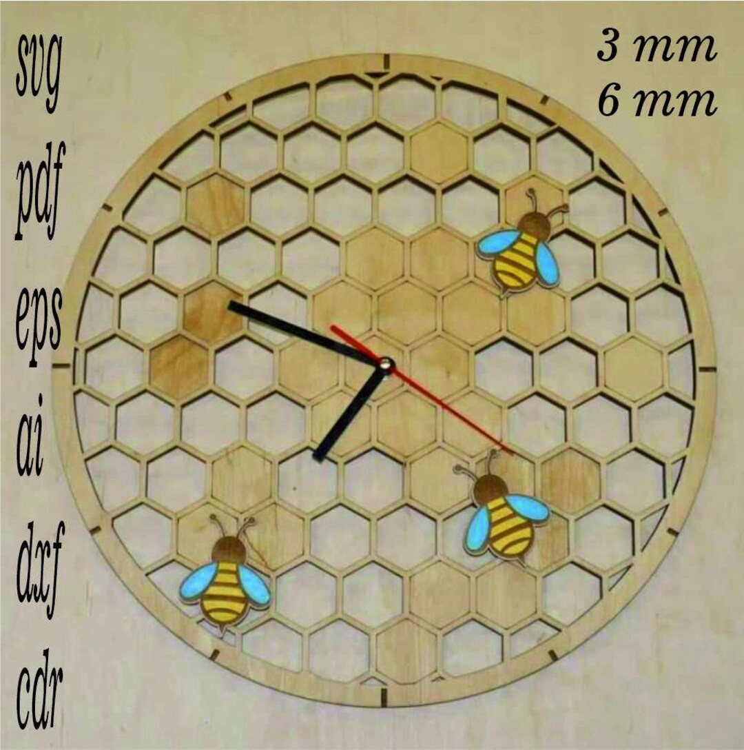 Bee Clock Desk 3D Model Beehive Clock Puzzle Template Dxf Wooden Vector ...