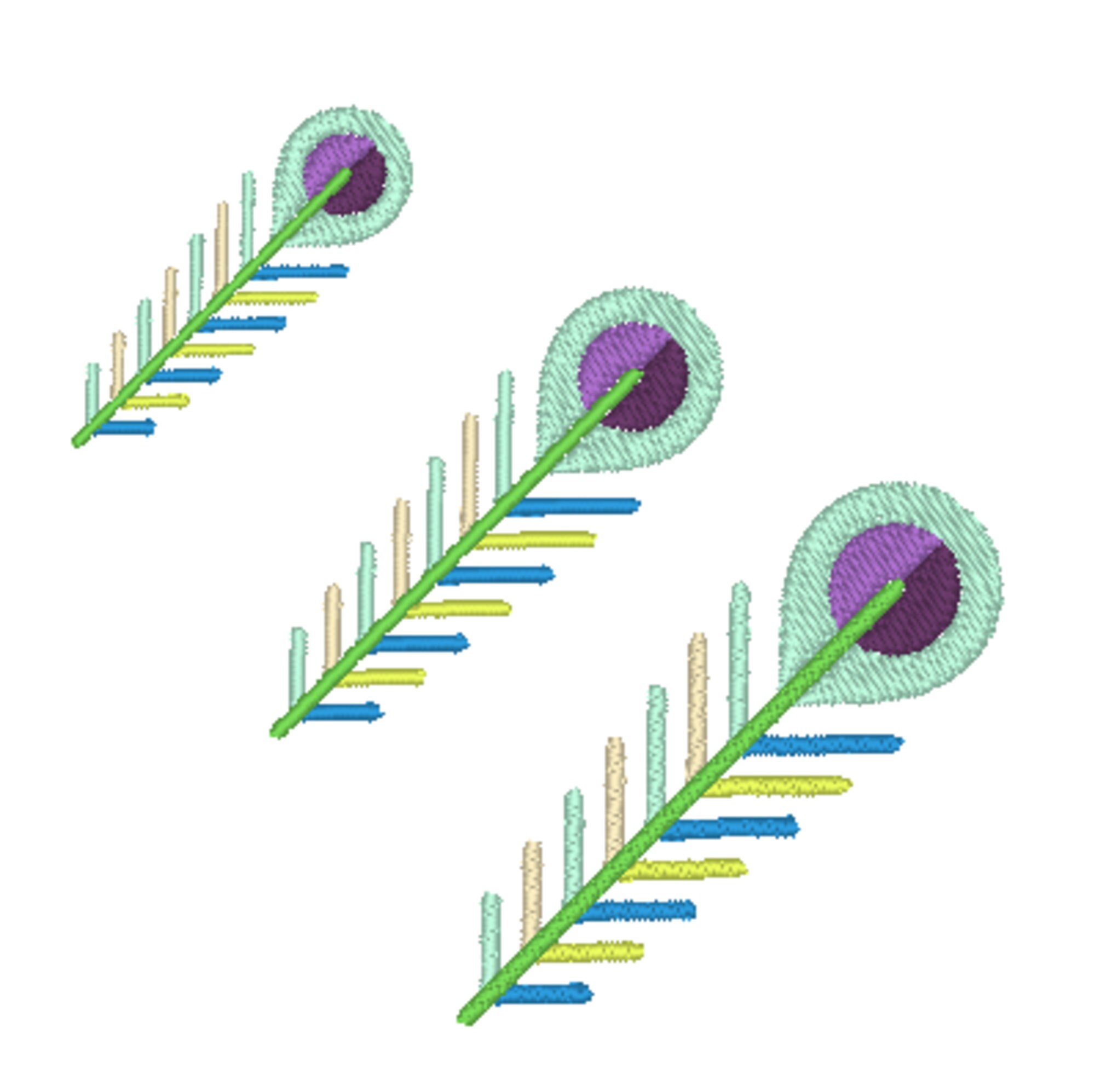 Bird Feather Machine Embroidery Design, 6 Different Designs by 3 Sizes ...