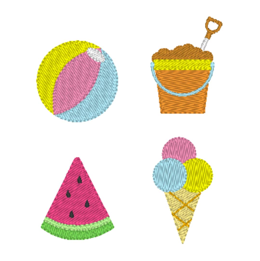 Summer Beach Machine Embroidery Designs, 4 Designs, 3 Sizes, 11 Formats ...