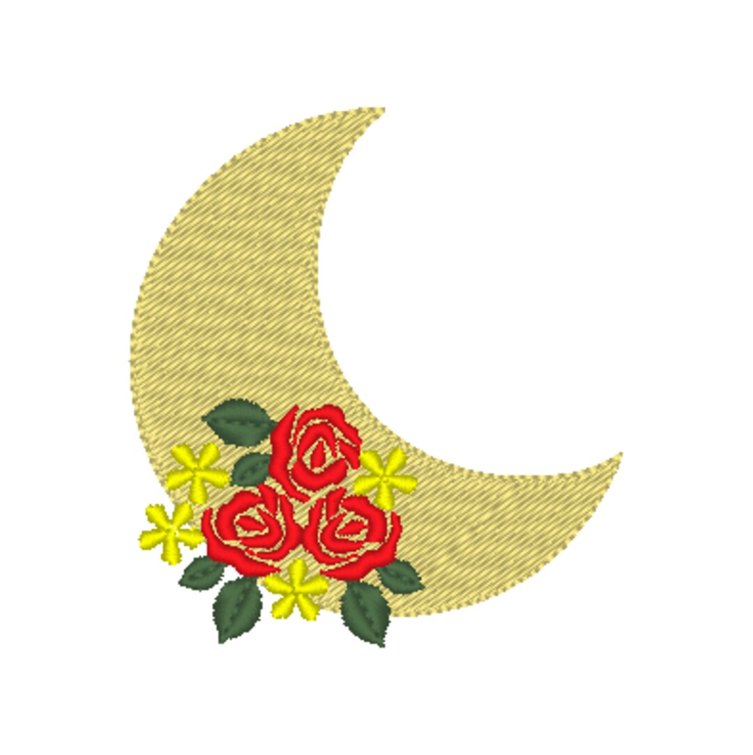 Floral Moon Machine Embroidery Design, 1 Design, 3 Sizes, 11 Different ...
