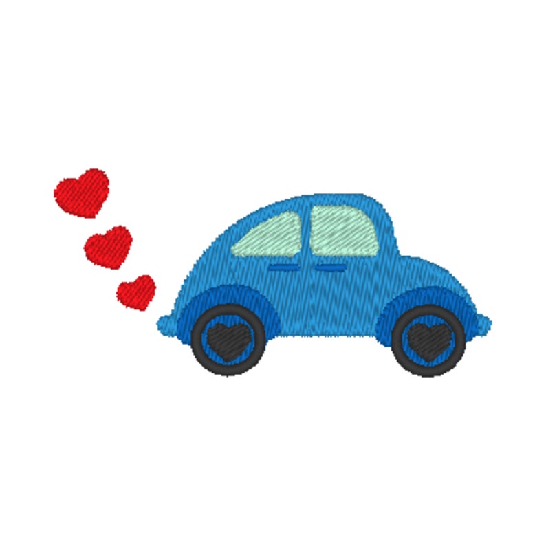 VW Beetle Valentine Car Machine Embroidery Design, 1 Design, 3 Sizes ...