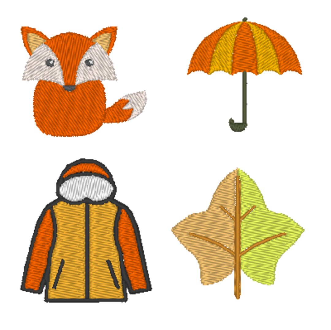 Autumn/fall Pack of 4 Machine Embroidery Designs, 4 Designs by 3 Sizes ...