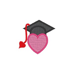 Graduation Heart Machine Embroidery Design, 1 Design, 3 Sizes, 11 ...