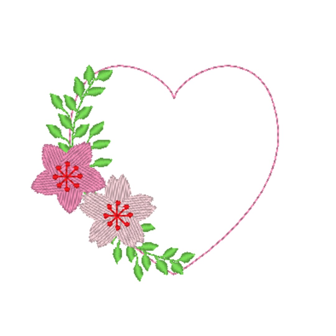 Flower Heart Machine Embroidery Design 1 Design 3 Sizes 11 - Etsy