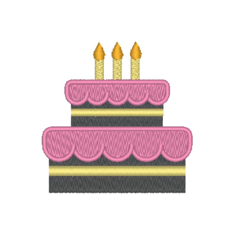 Birthday Cake Machine Embroidery Design, 1 Design, 3 Sizes, 11 Formats ...