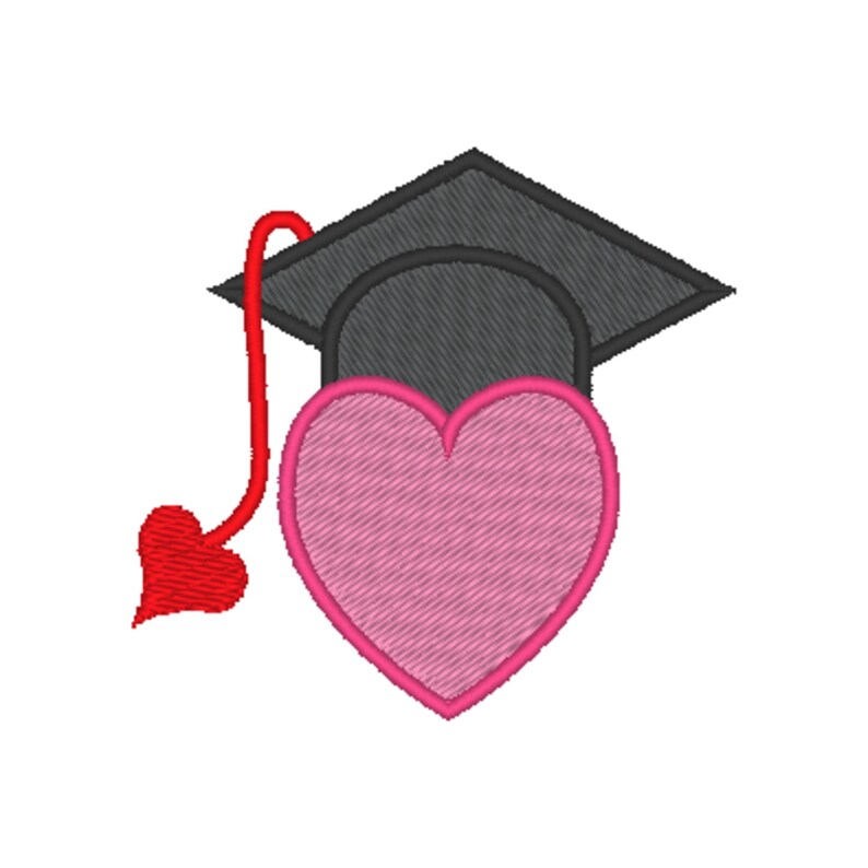 Graduation Heart Machine Embroidery Design, 1 Design, 3 Sizes, 11 ...