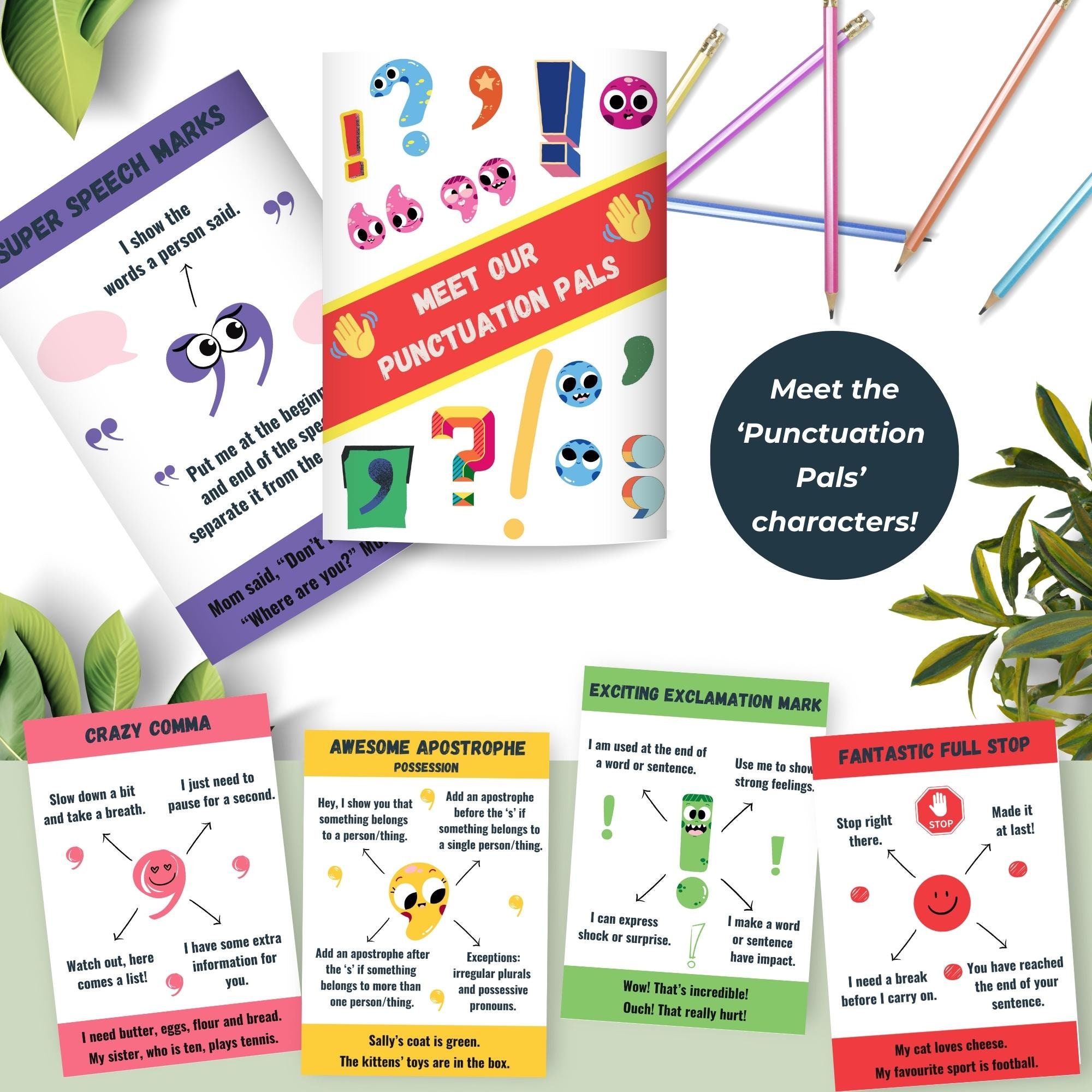 Educational Punctuation Display Poster Set | Bright and Colourful for ...