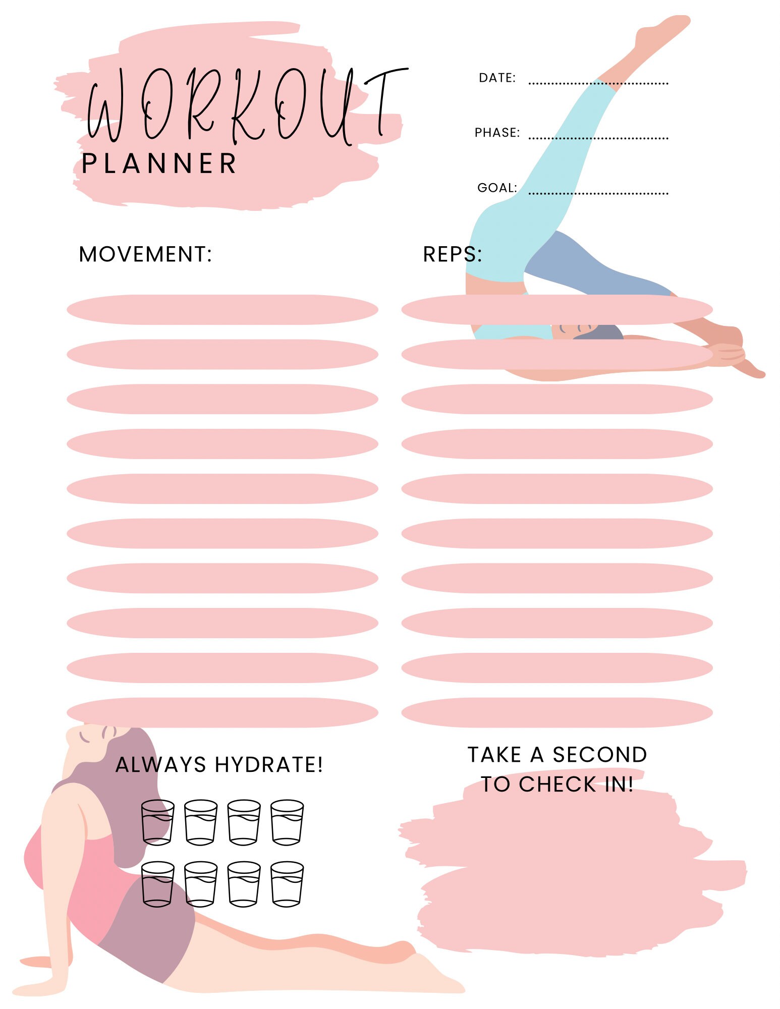 Daily Workout Planner | Printable Daily Planner | Workout Template ...