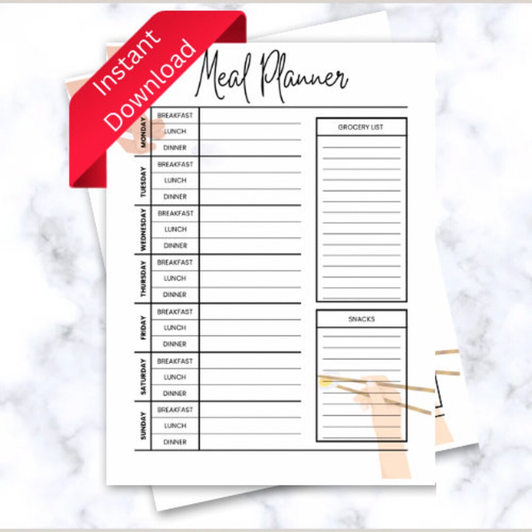 Meal Planner | Grocery List | Printable Planner | Meal Planner and ...