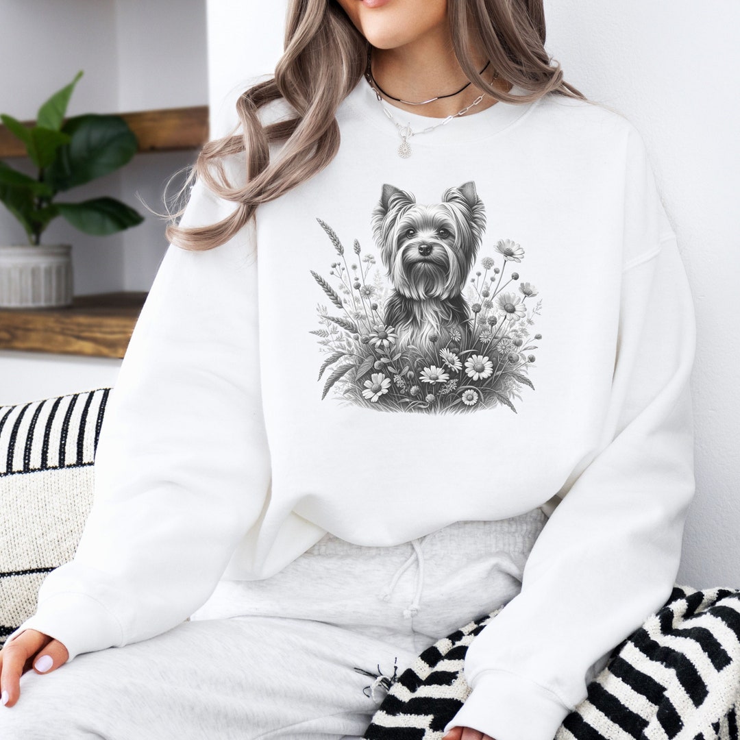 Yorkie Sweatshirt, Botanical Yorkie Sweater, Matching Sweatshirts, Gift ...