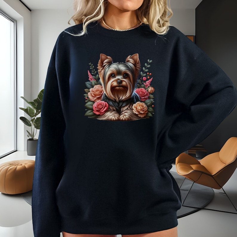 Yorkie Sweatshirt, Botanical Yorkie Sweater, Matching Sweatshirts, Gift ...