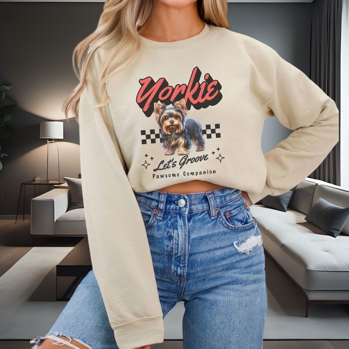 Yorkie Sweatshirt, Retro Yorkie Sweater, Matching Sweatshirts, Gift for ...